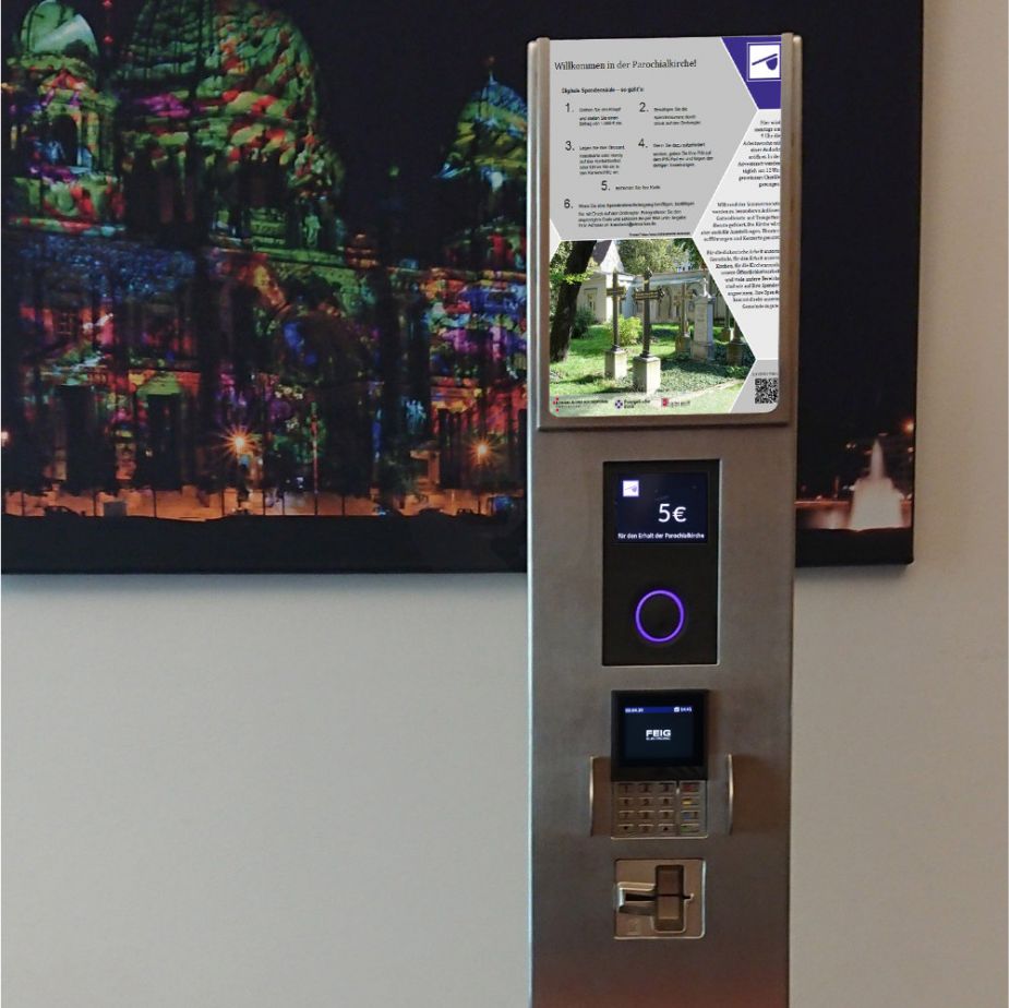 Digitale Spendensäule | SECURITYTEC.RENTALS